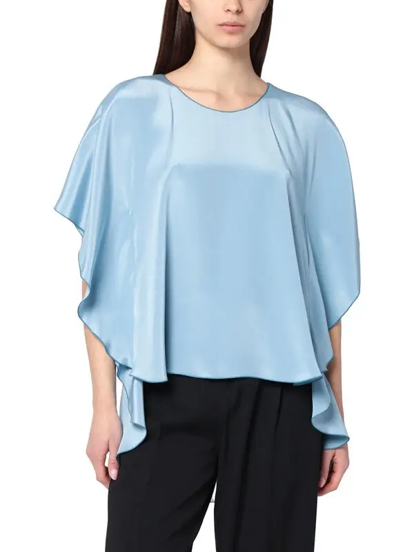 Max Mara Silk Crêpe De Chine Blouse - Light Blue