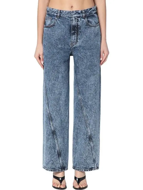 Alaïa Twisted Stonewashed Denim Jeans - Blue