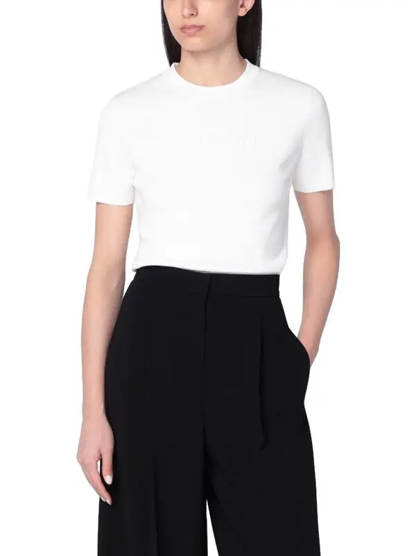 Max Mara T-shirt In Viscose Crêpe - White