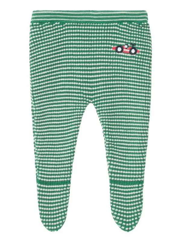 BOBO CHOSES White Race Car Footed Leggings - Green
