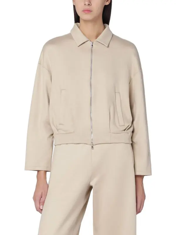 Max Mara Silk Blend Cropped Sweatshirt - Beige