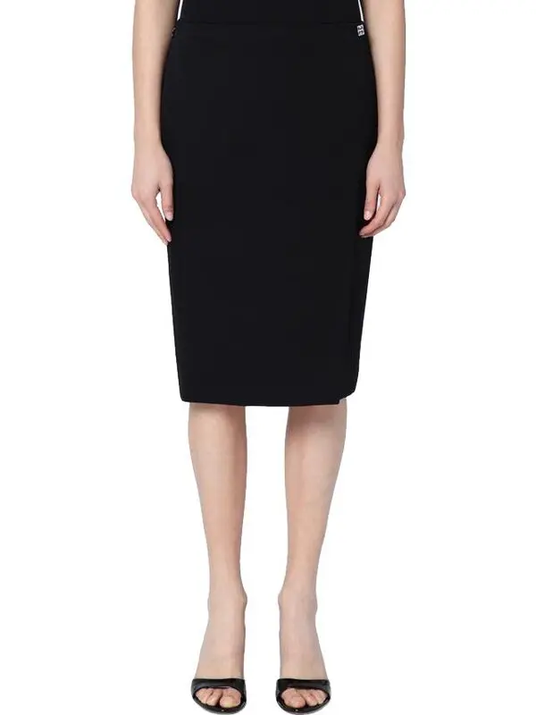 Givenchy Wool Midi Skirt With Metal Button - Black