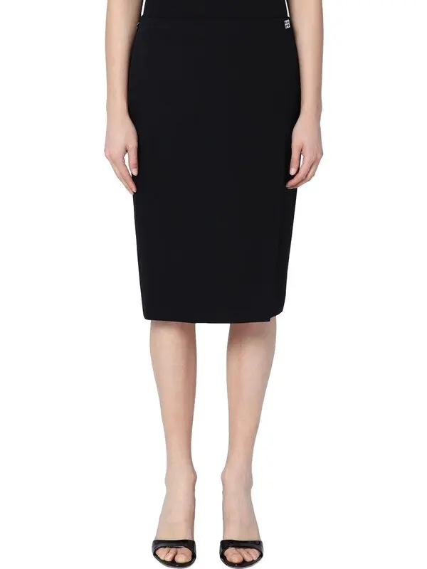 Givenchy Wool Midi Skirt With Metal Button - Black