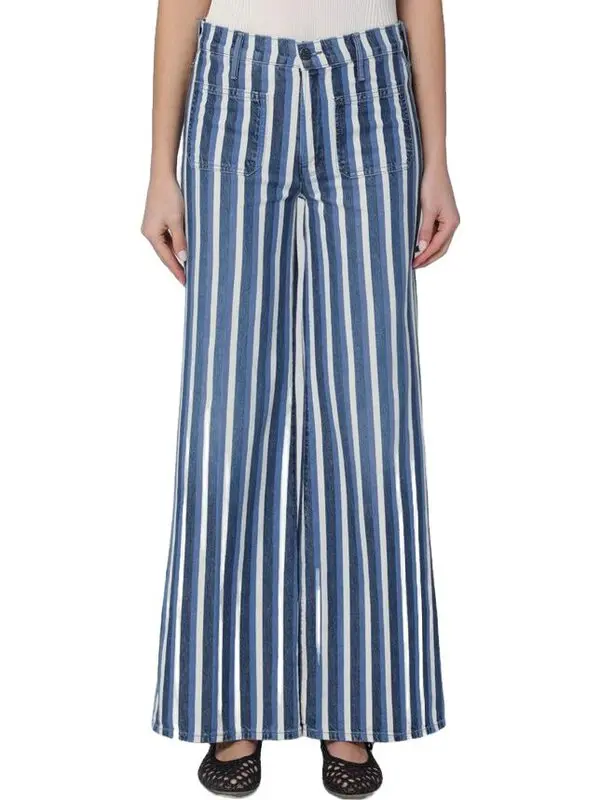 MOTHER The Patch Pocket Twister Sneak Striped Jeans - Blue
