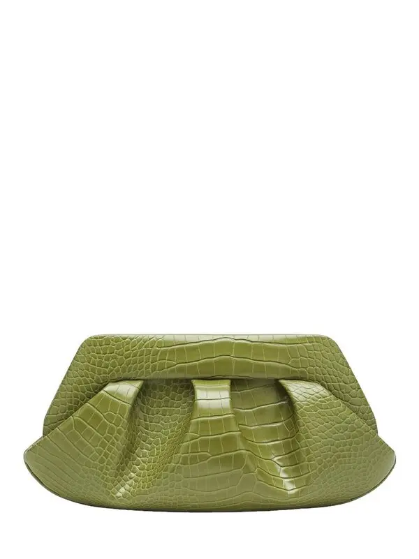 THEMOIRE Emera Crocodile Effect Clutch - Green