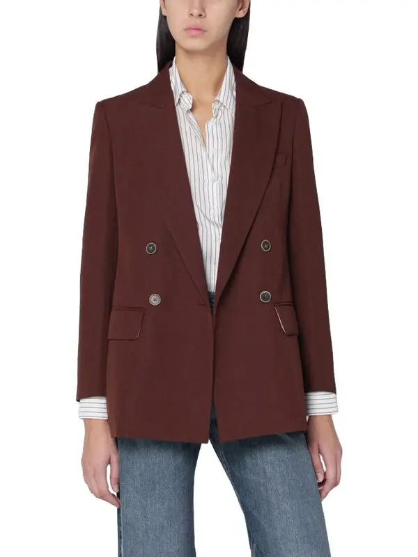 Max Mara Grain De Poudre Wool Jacket - Burgundy