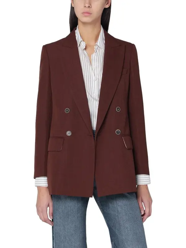 Max Mara Grain De Poudre Wool Jacket - Burgundy