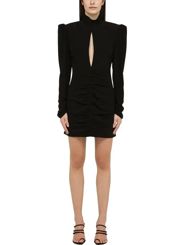 Alessandra Rich Draped Silk Mini Dress - Black