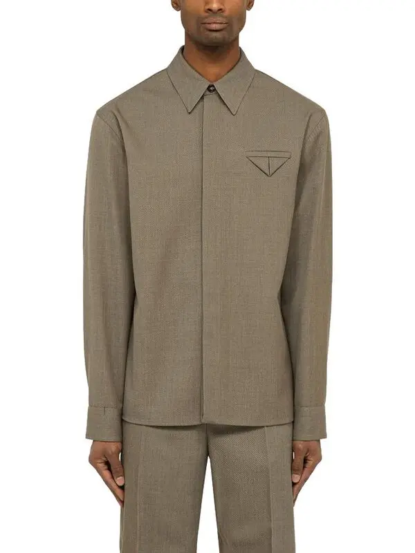 Bottega Veneta Grey Wool Twill Shirt - Metal