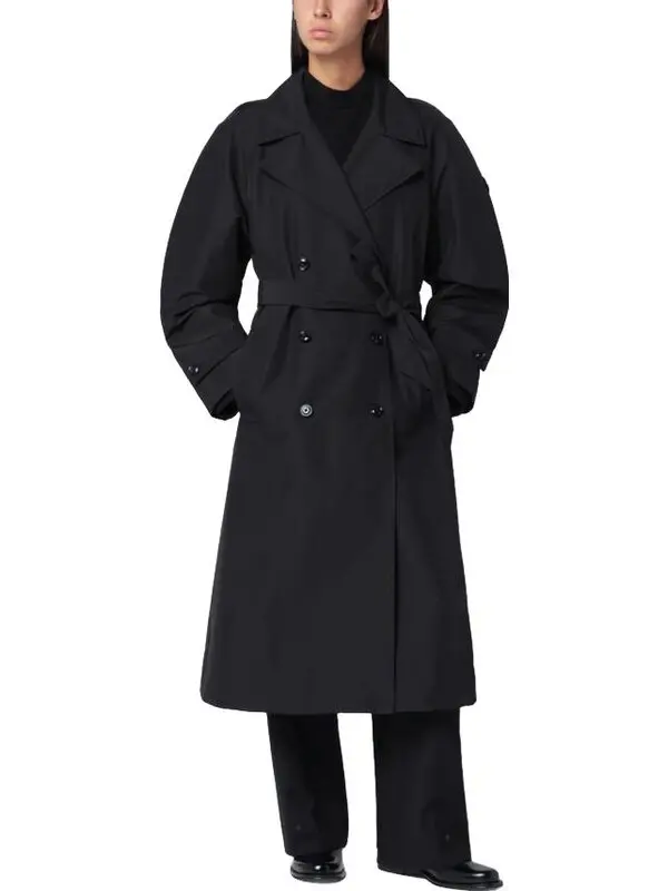 MONCLER X EDWARD ENNINFUL Double-breasted Trench Coat With Belt - Black