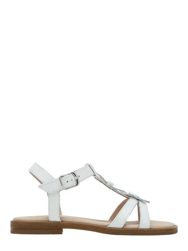 IL GUFO Leather Sandal With Floral Appliqu - White