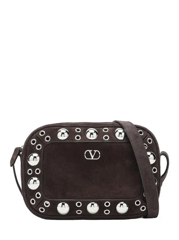 Valentino Garavani Nellcôte Suede Bag With Studs And Rivets - Brown