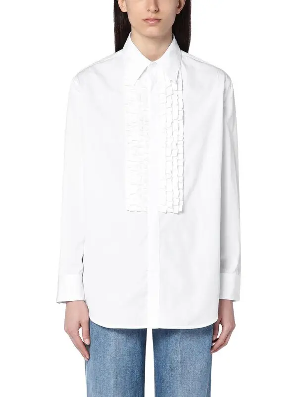 Bottega Veneta Poplin Ruffle Shirt - White