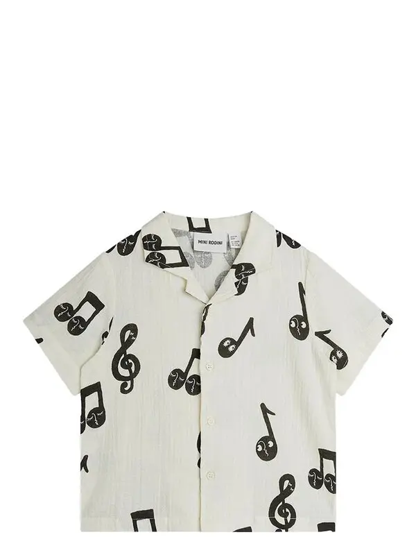 MINI RODINI Shirt With Musical Notes - White