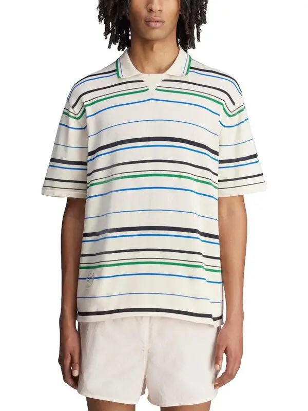 WALES BONNER X ADIDAS Striped Polo Shirt In Cotton Blend - White