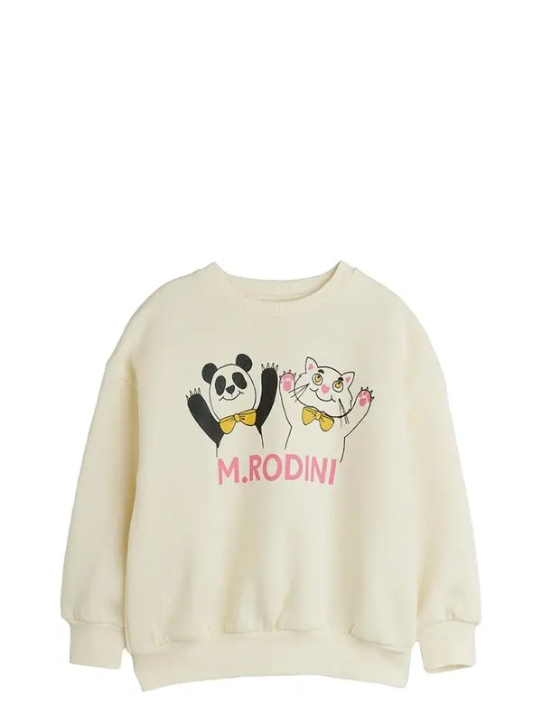 MINI RODINI Sweatshirt With Panda And Cat Print - White