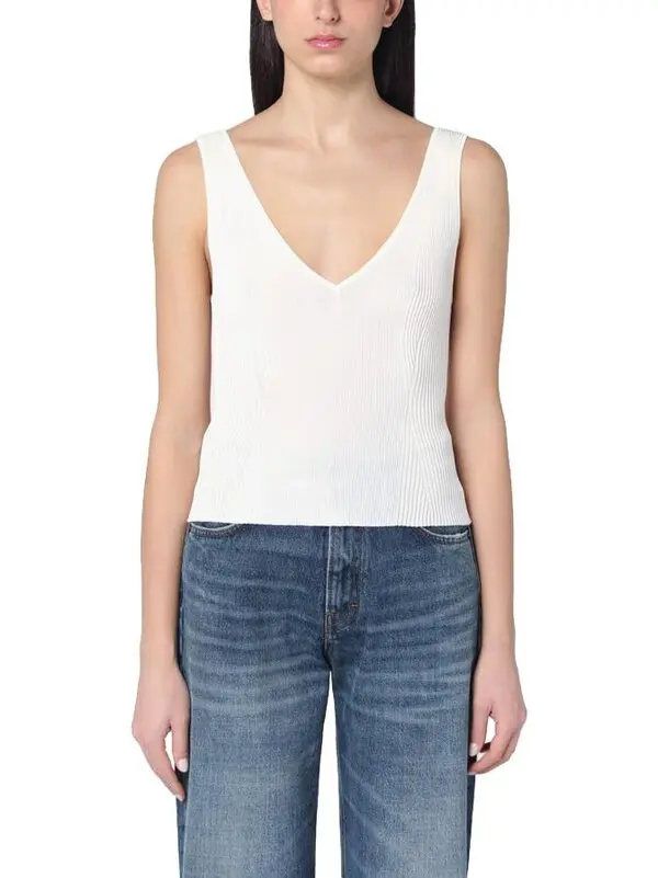 GOLDEN GOOSE Ribbed Tank Top - Beige