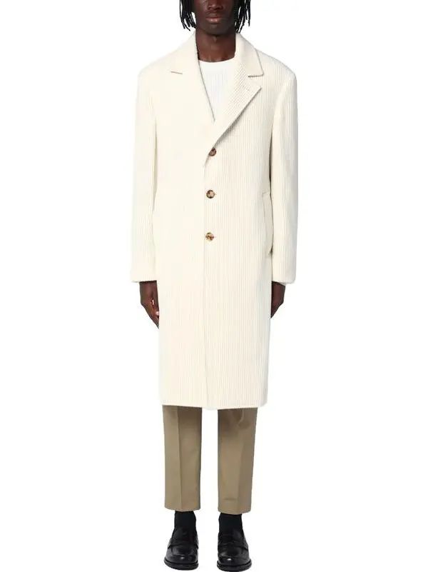 Brunello Cucinelli Ivory Corduroy Coat - White