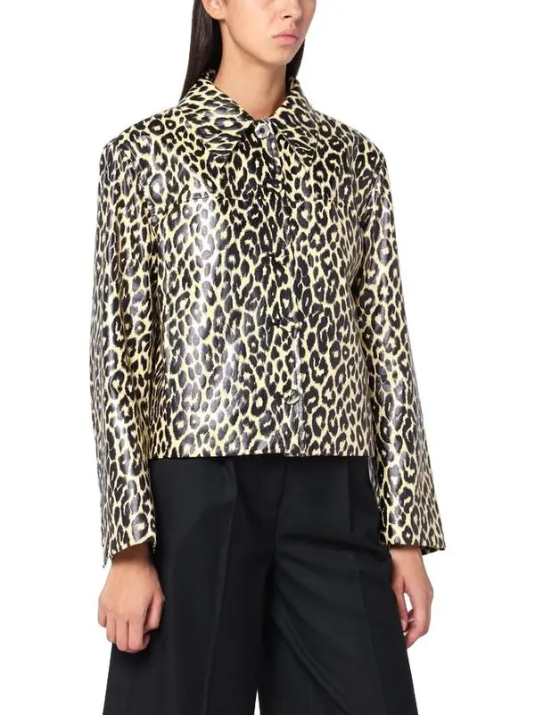 JIL SANDER Leopard Print Coated Fabric Jacket - Beige