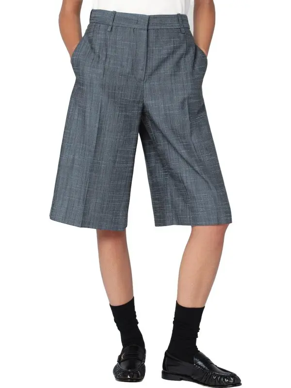 JIL SANDER Two-tone Wool Blend Bermuda Shorts - Grey