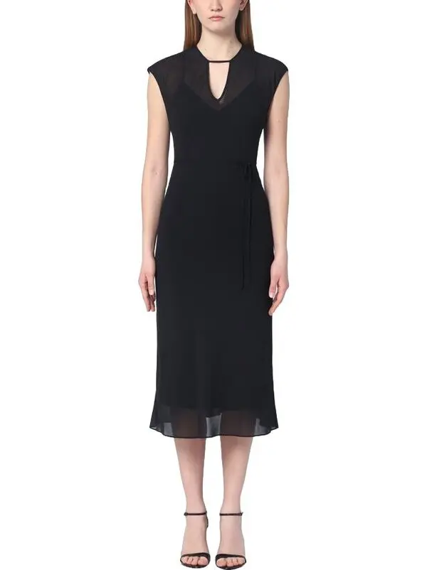 Calvin Klein Midi Dress With Belt - Black