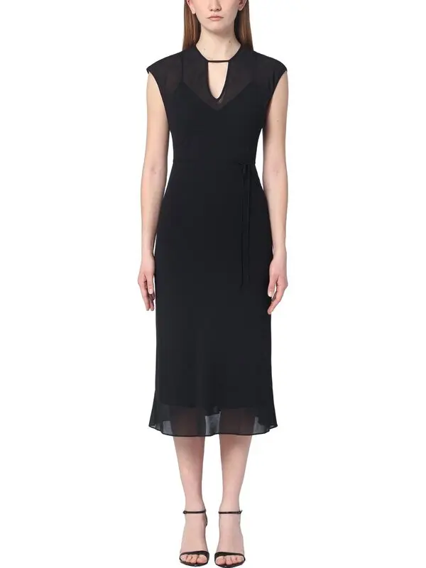 Calvin Klein Midi Dress With Belt - Black