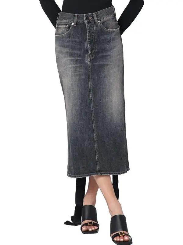 Balenciaga Denim Skirt With Lace-up Back - Grey