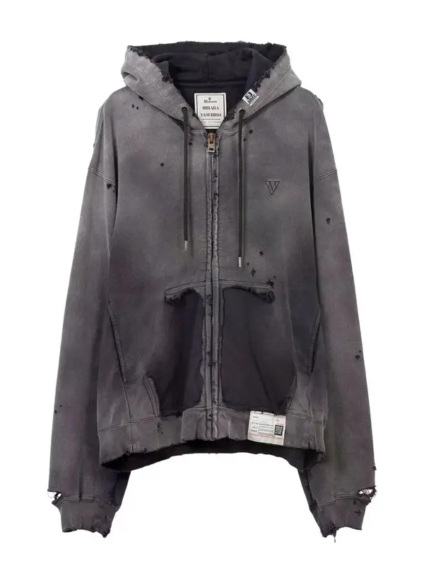 Mihara Yasuhiro Sun Faded Zip-up Hoodie - Black