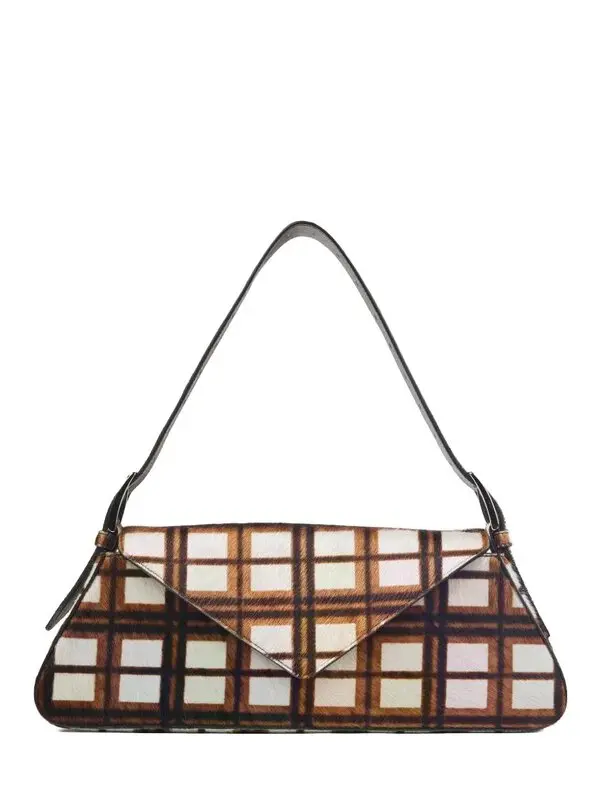 Camper Checked Leather Shoulder Bag - White