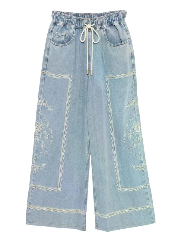 Aje Lotus Embroidered Jeans - Blue
