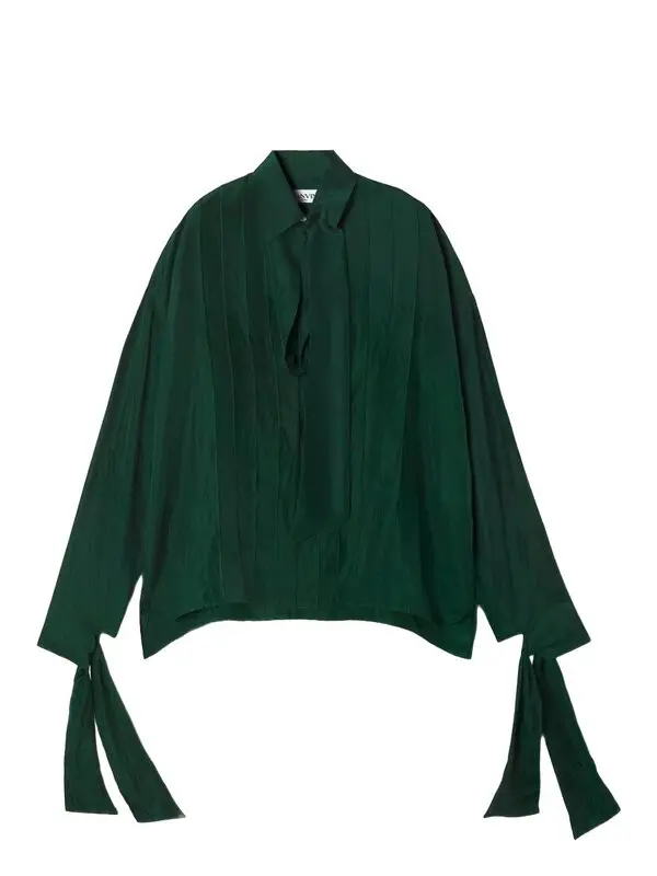 LANVIN Pleat-detail Silk Blouse - Green