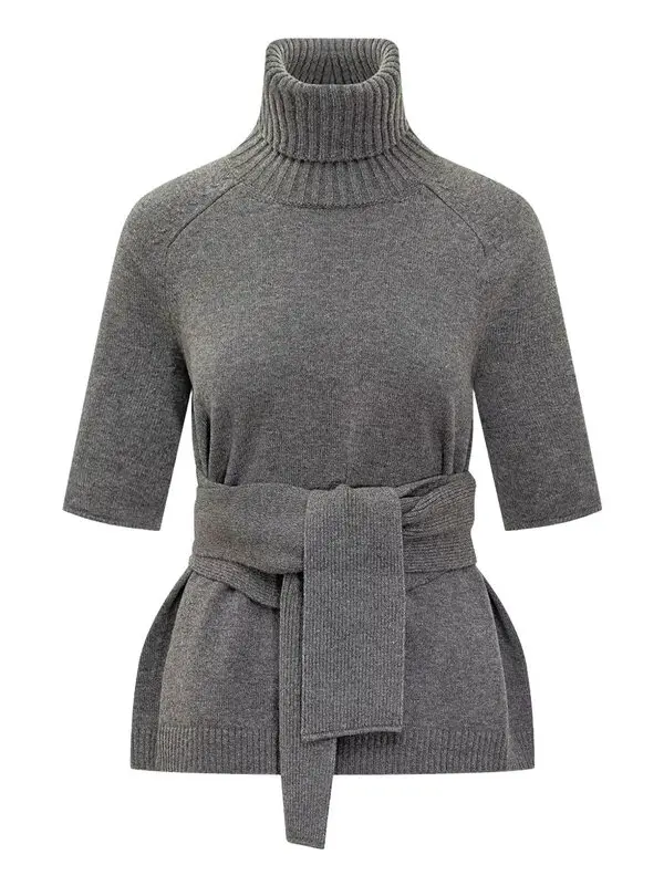 LANVIN Turtleneck Belted Top - Grey