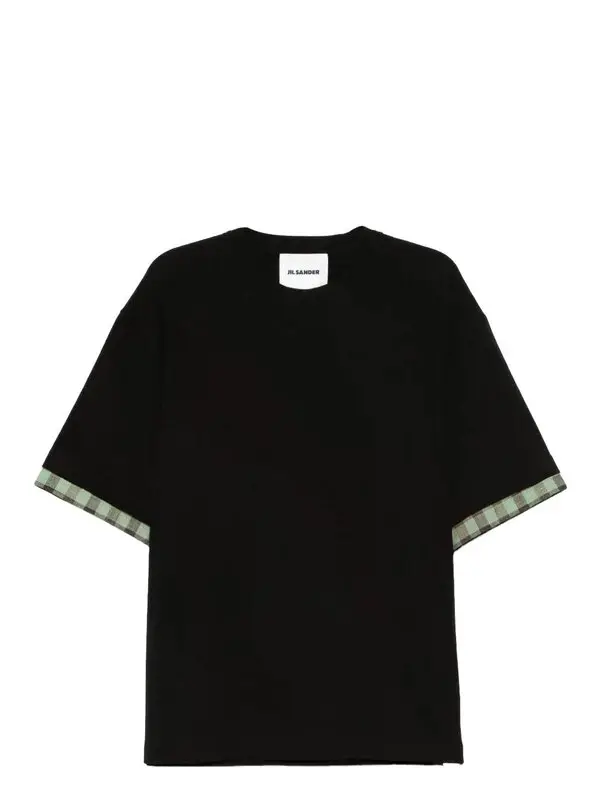 JIL SANDER Checked-sleeve T-shirt - Black