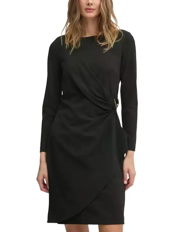 Dkny Draped Buckle Mini Dress - Black