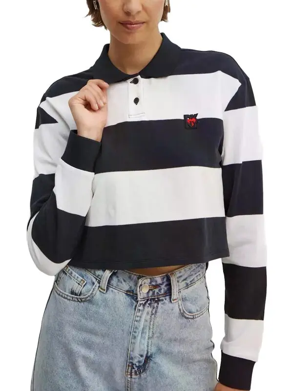 Dkny Striped Polo Top - Black