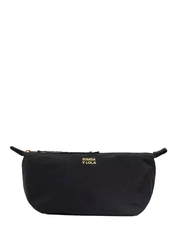 Bimba Y Lola Top-zip Makeup Bag With Logo Strap - Black