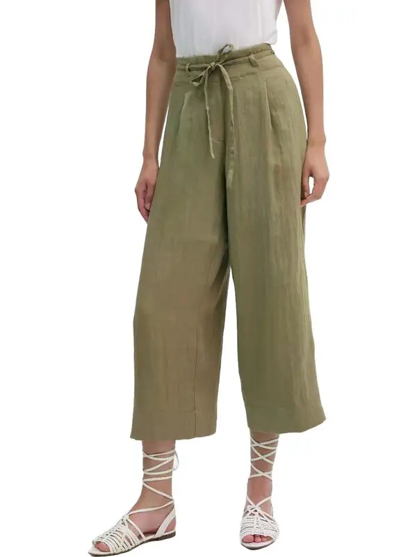 Dkny Tie-waist Pleated Trousers - Green