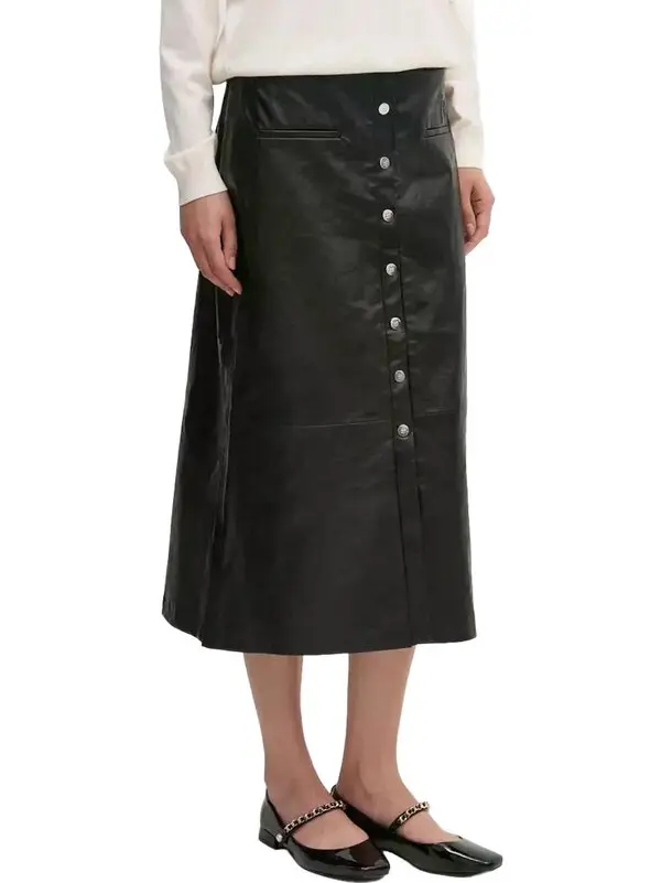 Dkny Button Detailed Midi Skirt - Black