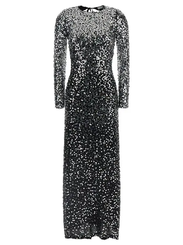 Rabanne Sequin Appliqué Long Dress - Black