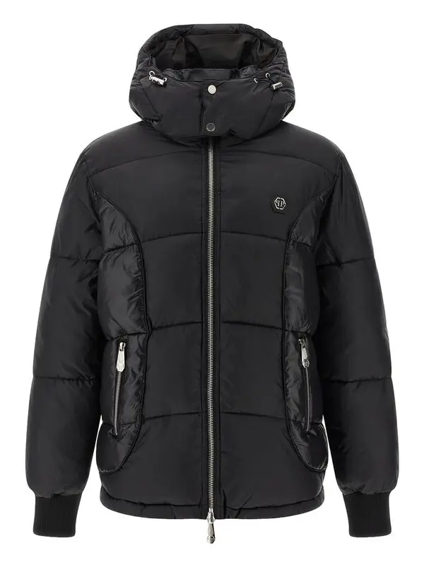 Philipp Plein Logo Patch Down Jacket - Black