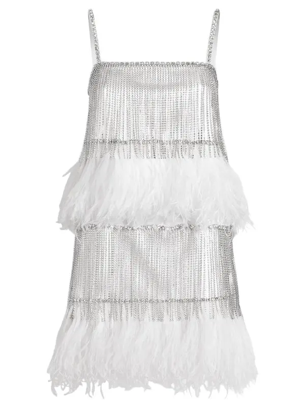 Dolce & Gabbana Satin Fringe Dress - Crystal