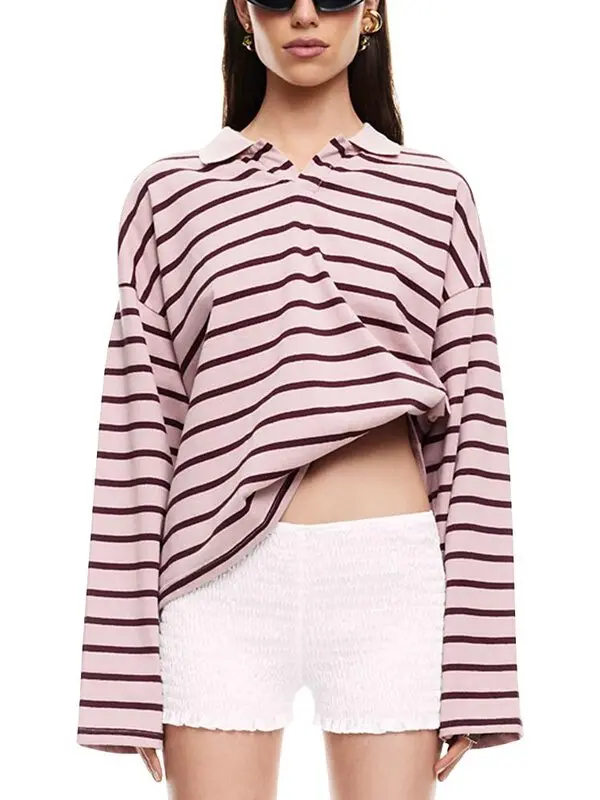 Lioness Rebels Jersey Top - Burgundy Blush Stripes