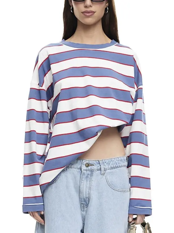 Lioness Horizon Long Sleeve Top - Dusty Blue Stripe