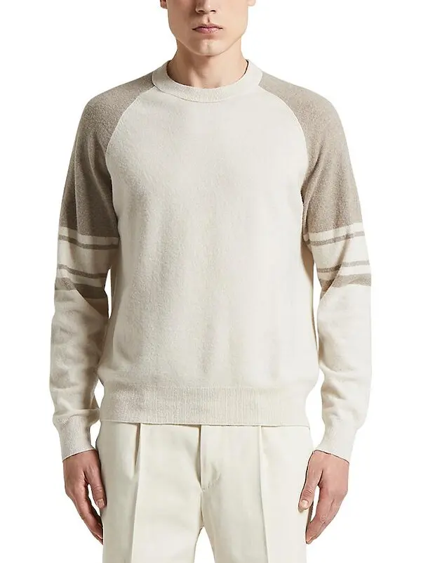 Peserico Wool And Cashmere Color Blocked Sweater - Photograph/paper White