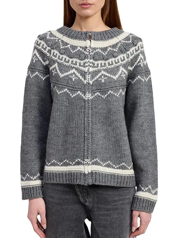 EN SAISON Esther Patterned Knit Jacket - Gray Ivory