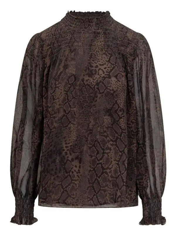 Ba&sh Python Print Chiffon Blouse - Black