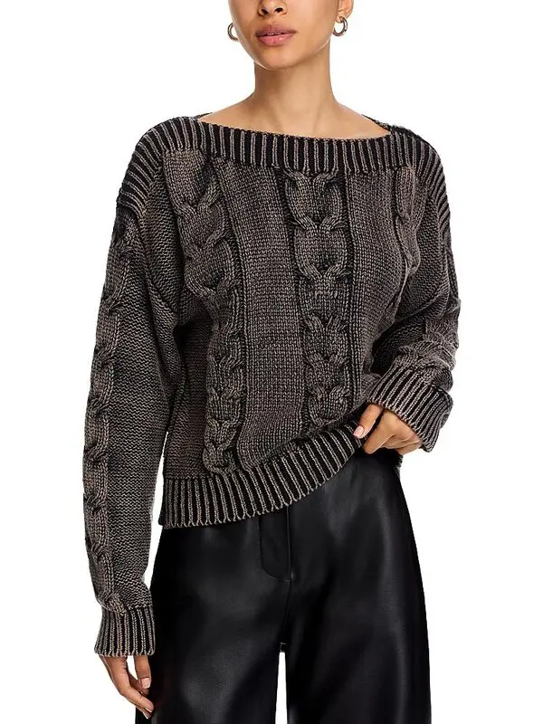 Steve Madden Debbi Cable Knit Sweater - Black Multi