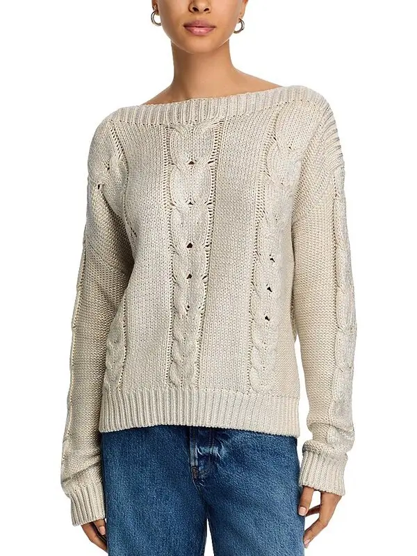 Steve Madden Cable Knit Pullover Sweater - Antique