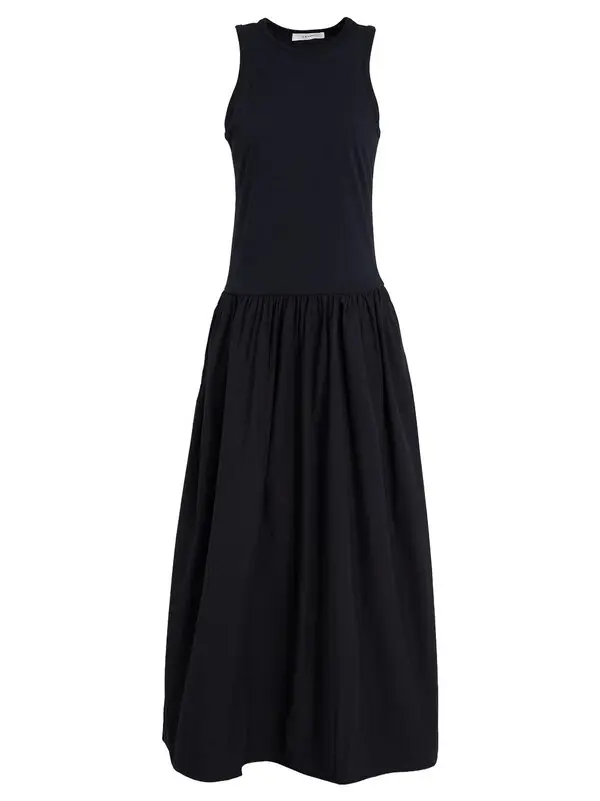 FRAME Cotton-jersey And Poplin Maxi Dress - Black