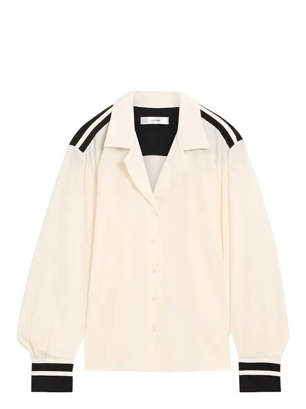 FRAME Striped Silk Crepe De Chine Shirt - Cream